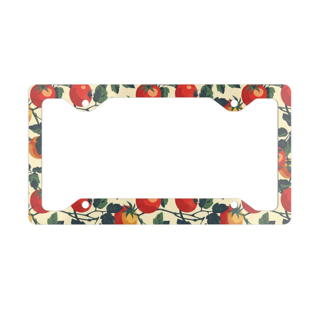 Retro Tomato Fruit Car Metal License Plate Frame, Funny Vintage ...
