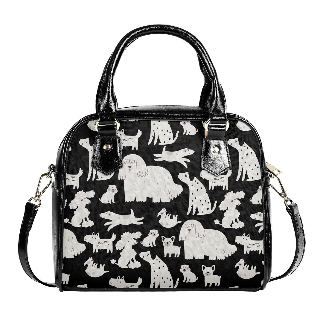 Doodle Dog PU Vegan Leather Shoulder Handbag, Cute Aesthetic Bag ...