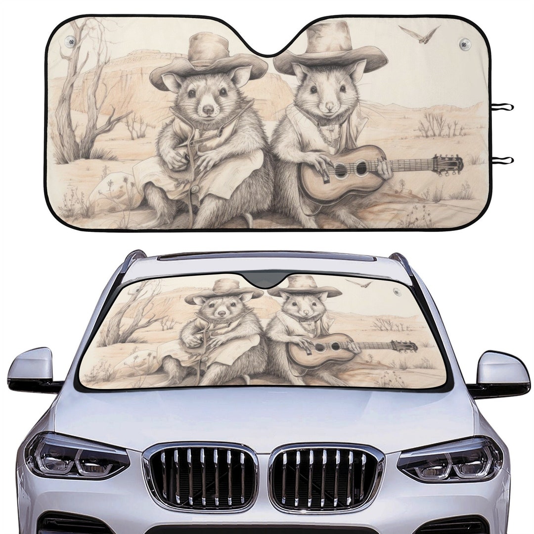 Possums Cowboy Car Auto Sun Shade, Funny Western Opossum Animal ...