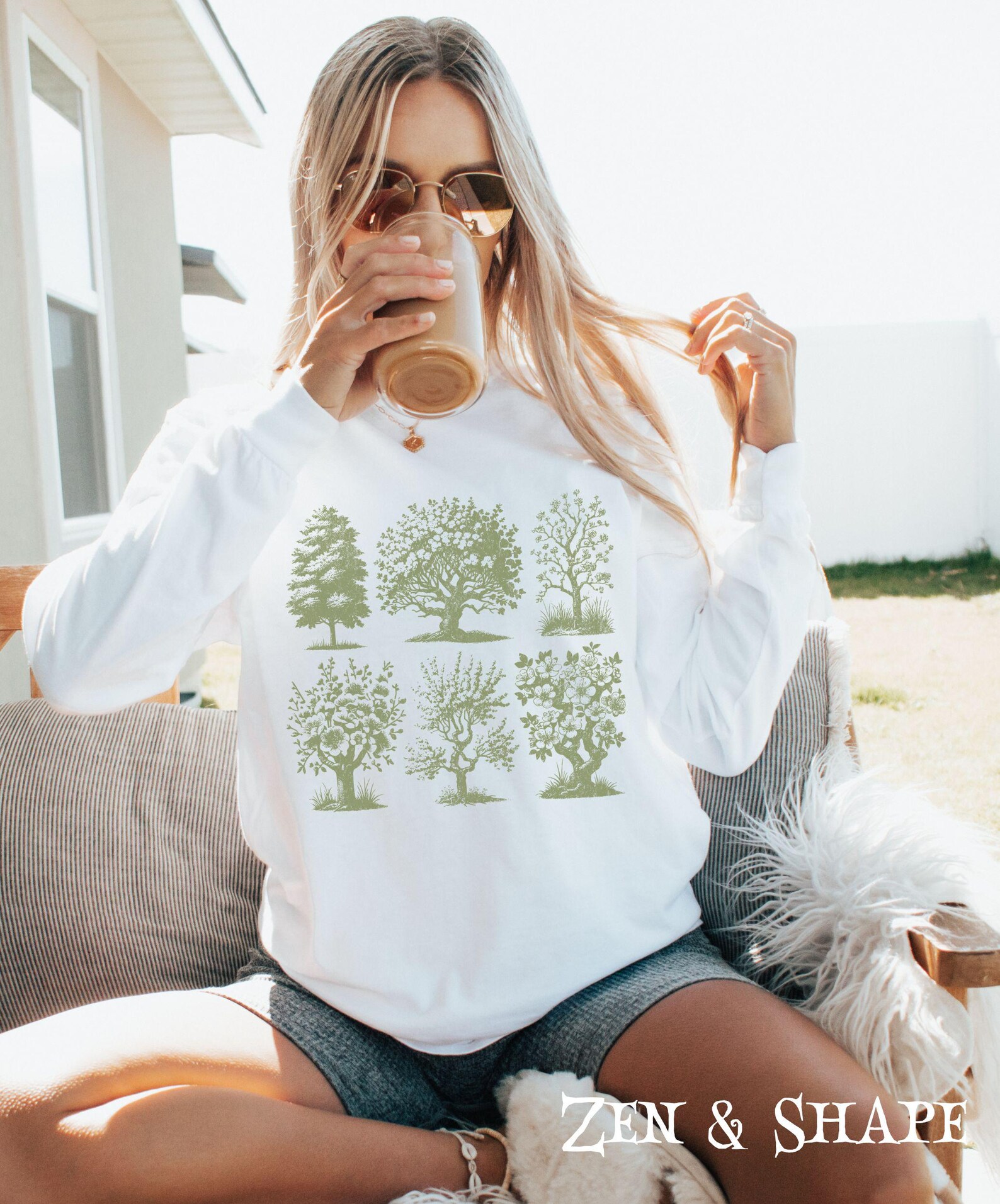 Vintage Blooming Trees Comfort Colors Long Sleeve T-shirt, Retro ...