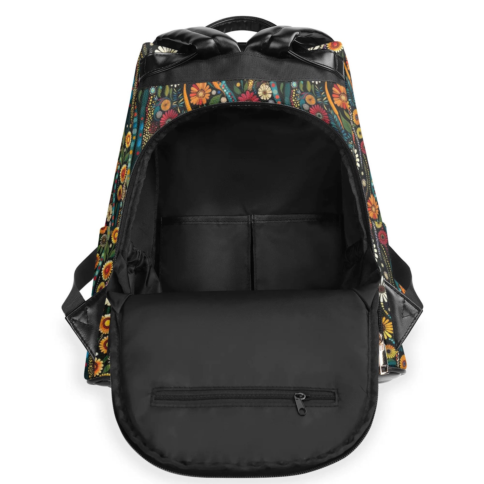 Cottagecore Flower PU Vegan Leather Anti Theft Backpack, Safe Backpack ...