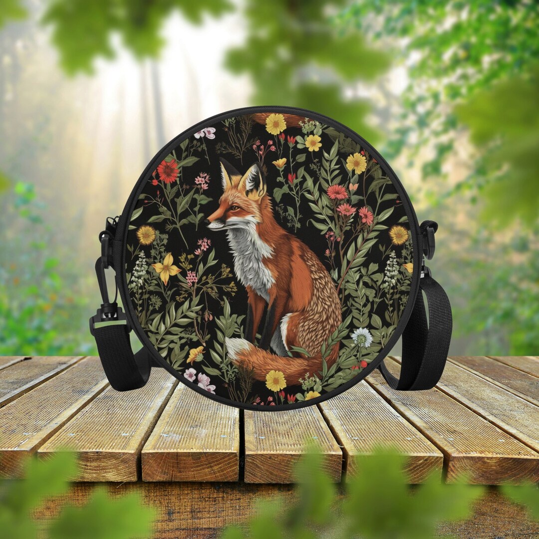 Cottagecore Fox Forest Floral Round Satchel Bag, Vintage Woodland ...
