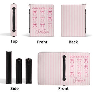 Personalized Name PU Vegan Leather Bible Book Cover, Coquette Bows ...