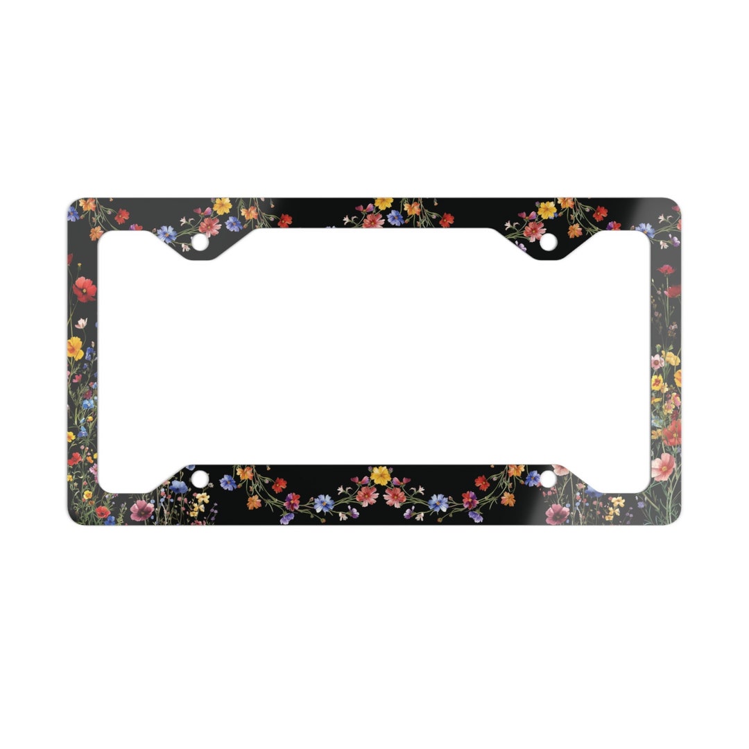 Cottagecore Flower Car Metal License Plate Frame, Cute Aesthetic ...