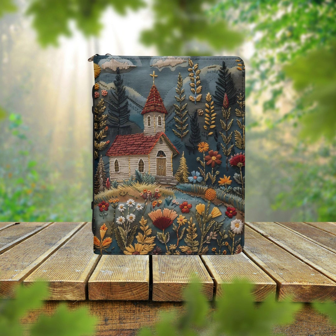 Church Cottagecore PU Vegan Leather Bible Cover, Wildflowers Floral ...