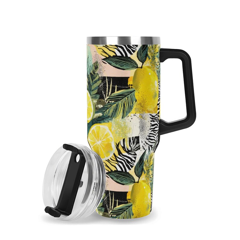 Vintage Lemon Collage 40oz Stainless Steel Tumbler, Tropical Summer ...