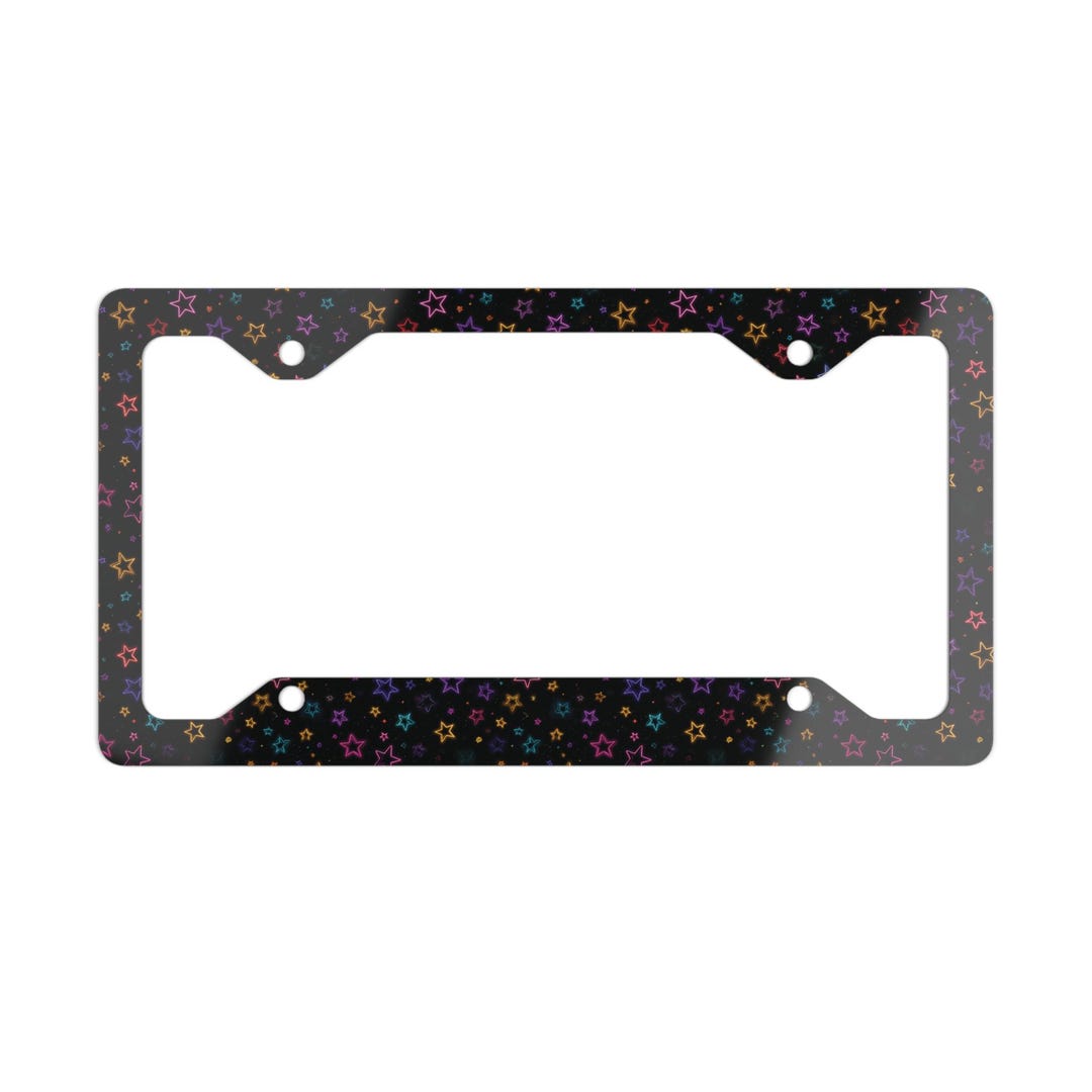 Colorful Stars Car Metal License Plate Frame, Y2K Retro Star Galaxy ...