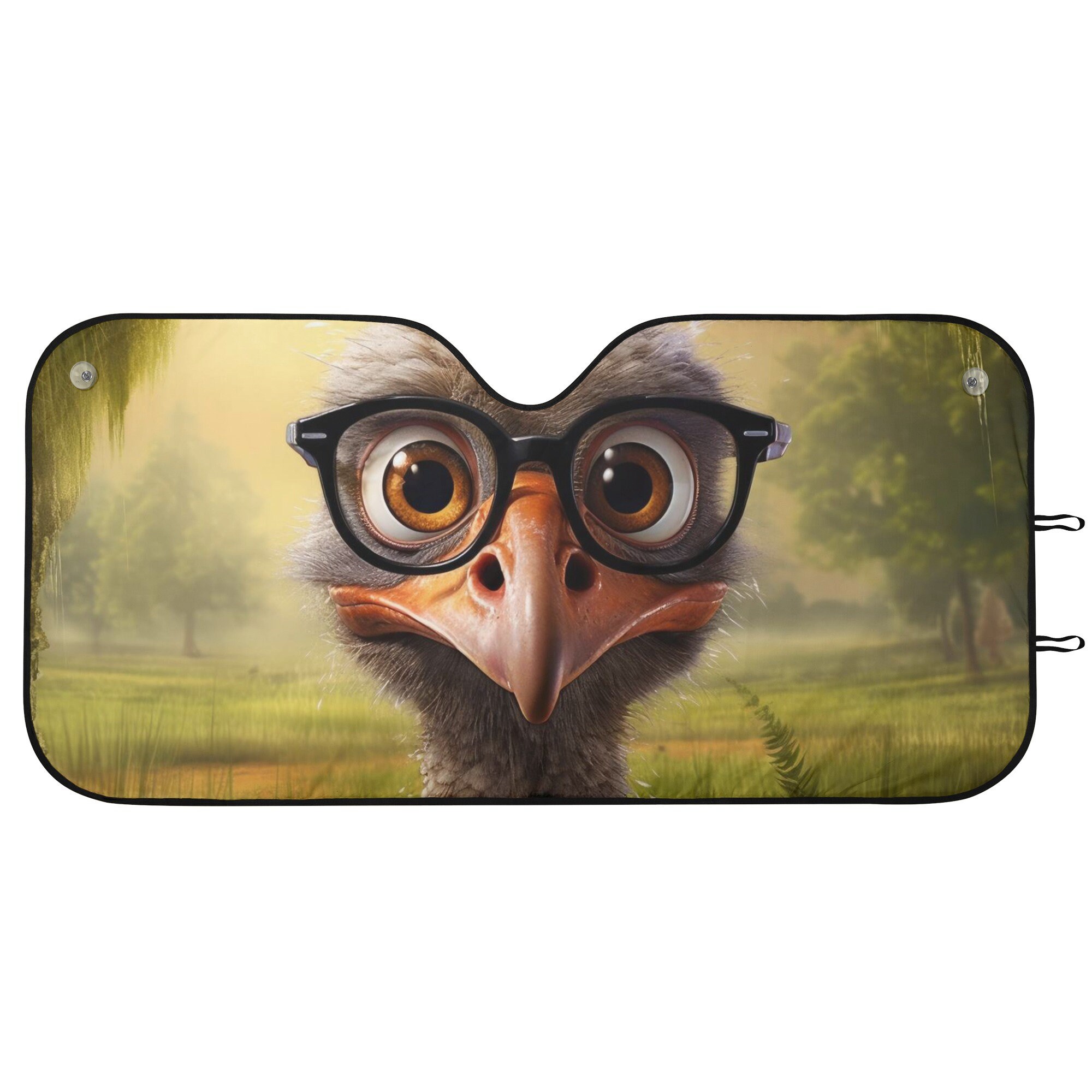 Nerd Geek Ostrich Car Auto Sun Shade, Funny Ostrich Bird Windshield ...