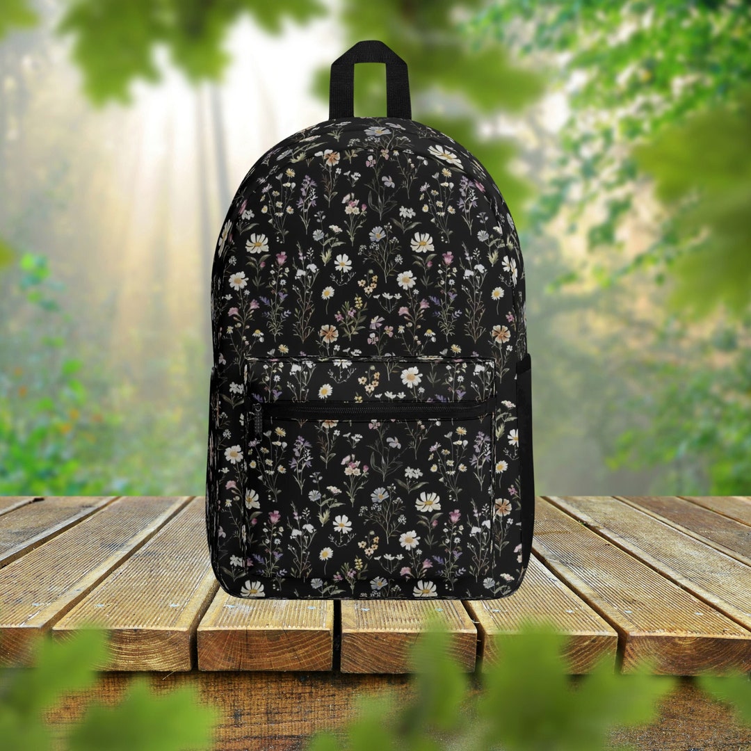 Cottagecore Floral Polyester Backpack, Retro Botanical Flower Back to ...