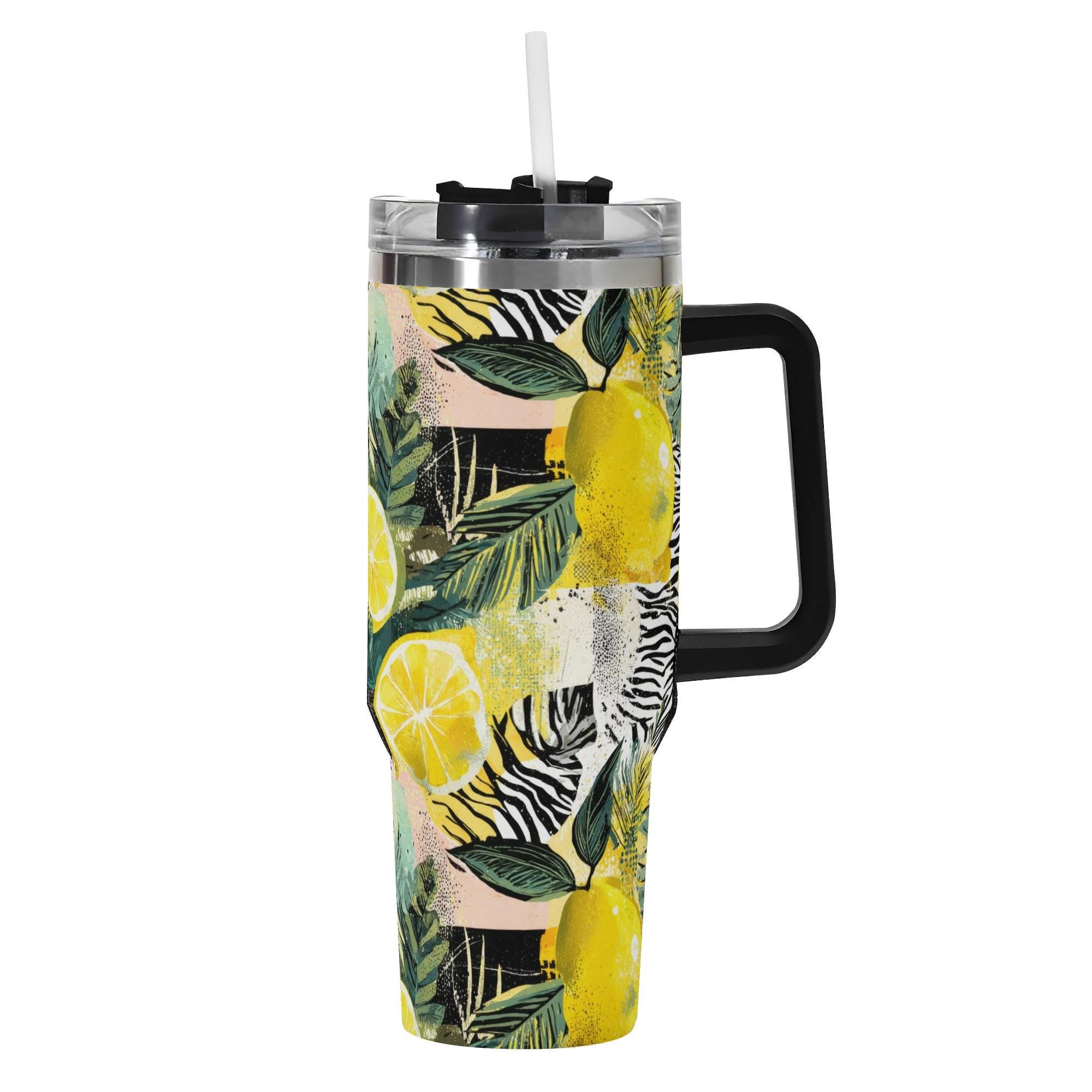 Vintage Lemon Collage 40oz Stainless Steel Tumbler, Tropical Summer ...