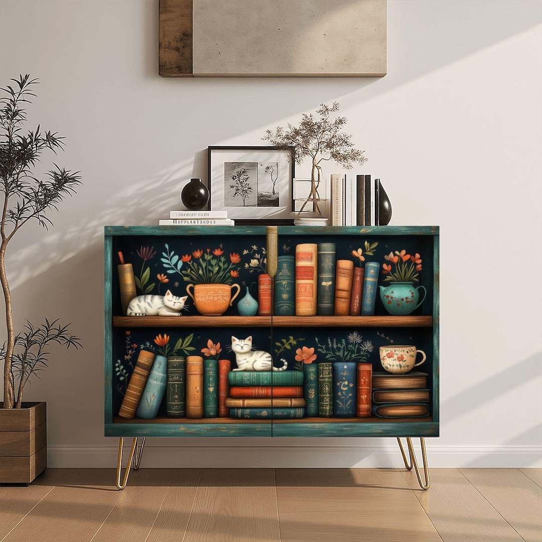 Whimsical Bookshelf Storage Cabinet, Cute Wooden Cabinet With Doors ...