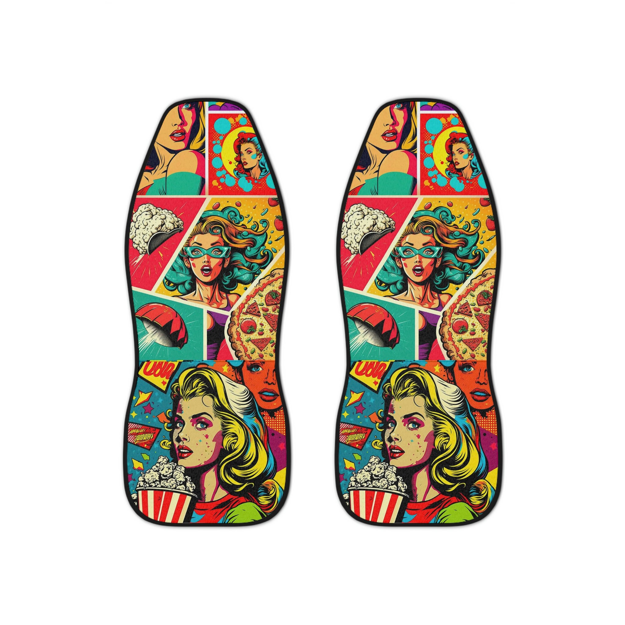 Funny Comic Pop Art Set of Two Front Car Seat Covers, Seat Cover for ...