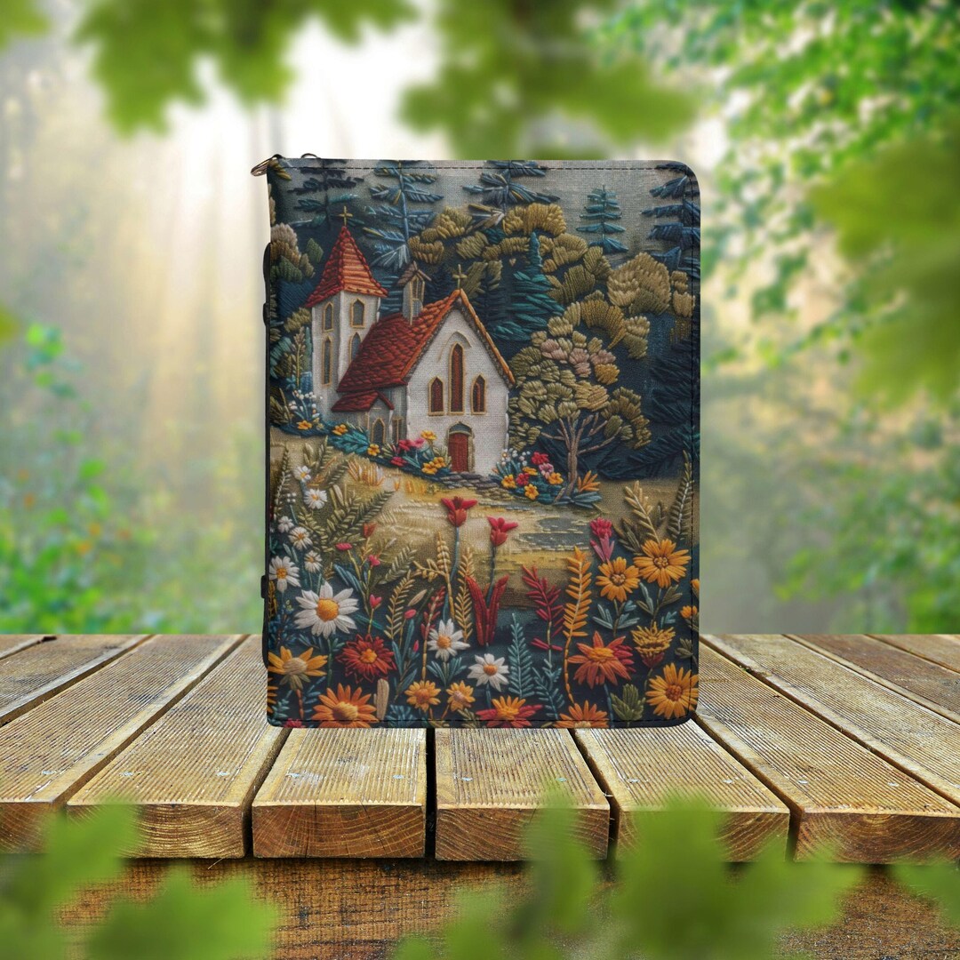 Church Cottagecore PU Vegan Leather Bible Cover, Wildflowers Floral ...