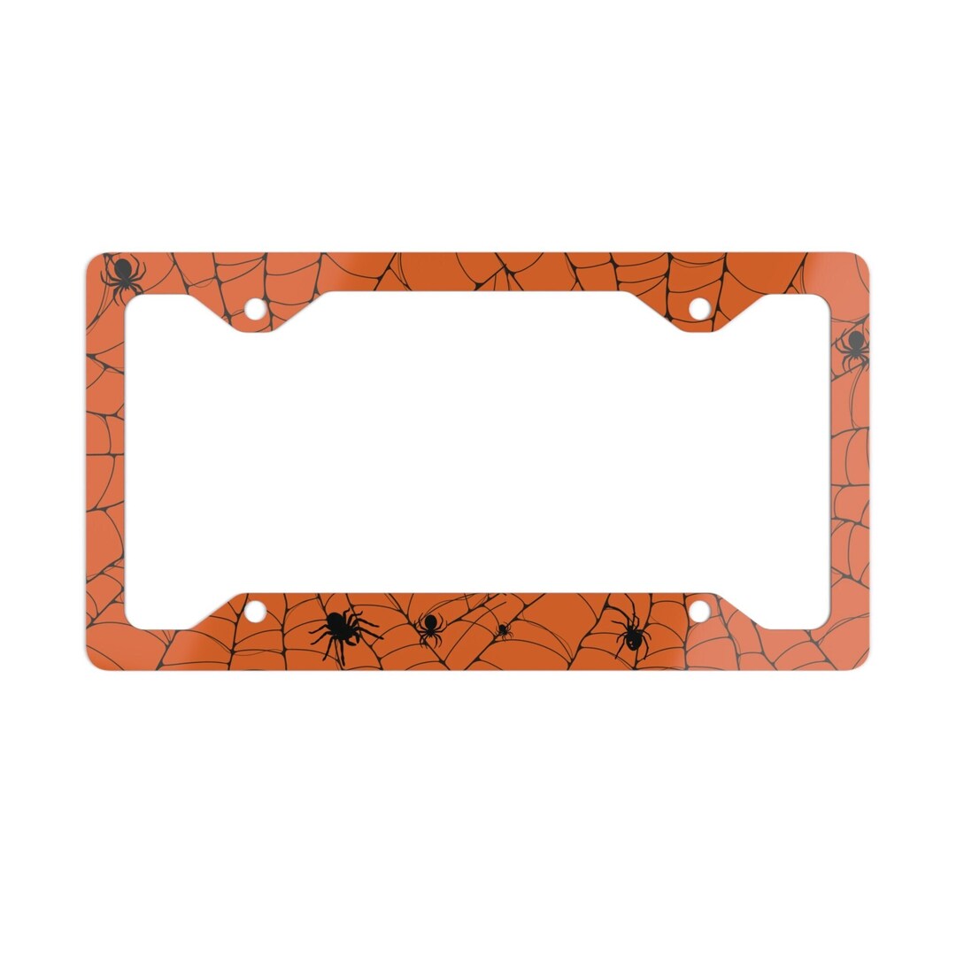 Spider Webs Car Metal License Plate Frame, Spooky Halloween Car Decor ...
