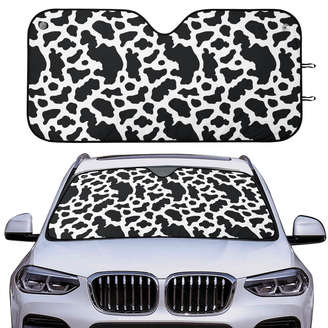 Black and White Cow Print Car Auto Sun Shade, Cow Pattern Windshield ...