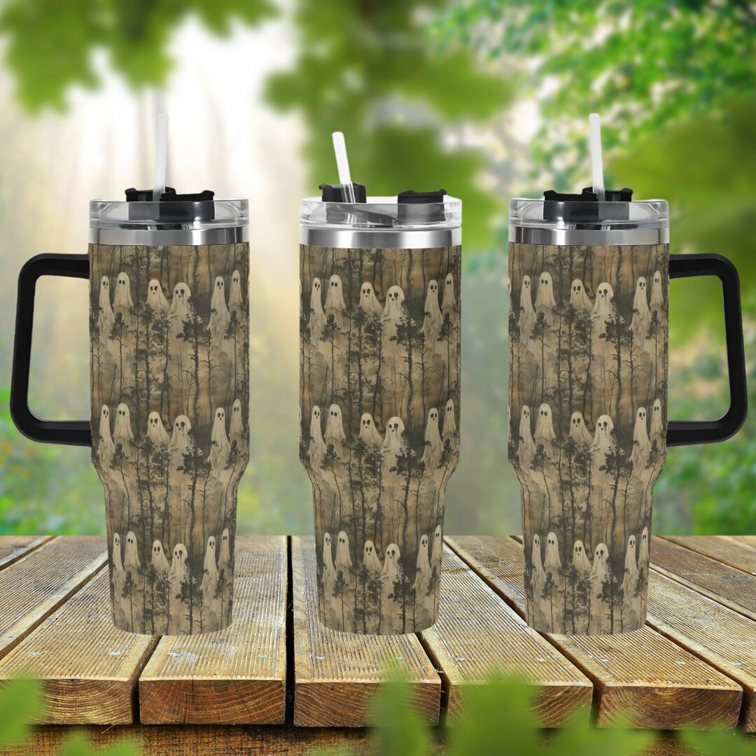 Haunted Forest 40oz Stainless Steel Tumbler With Handle Lid and Straw ...