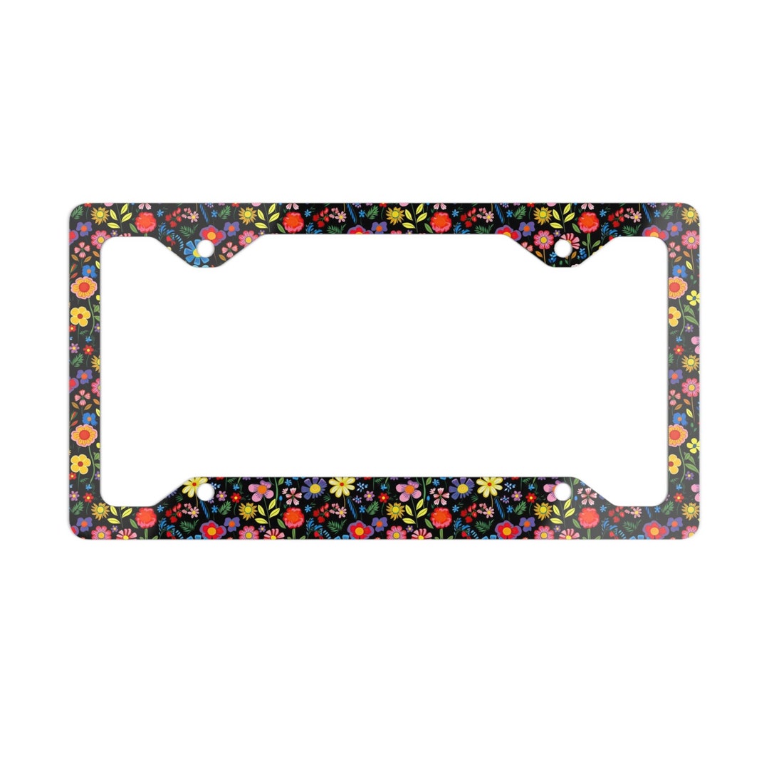 Cottagecore Botanical Floral Car Metal License Plate Frame, Hippie ...