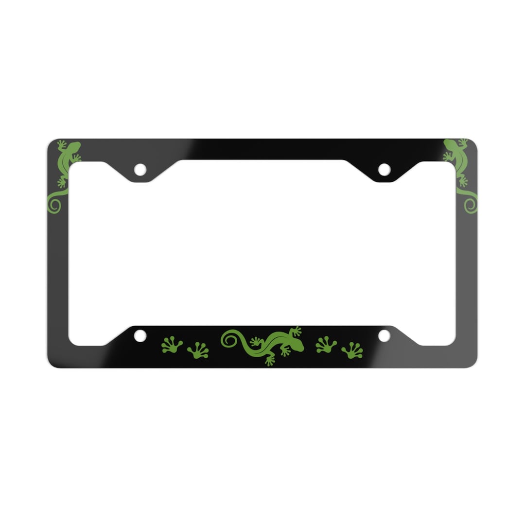 Green Gecko Car Metal License Plate Frame, Reptile Gecko License Plate ...