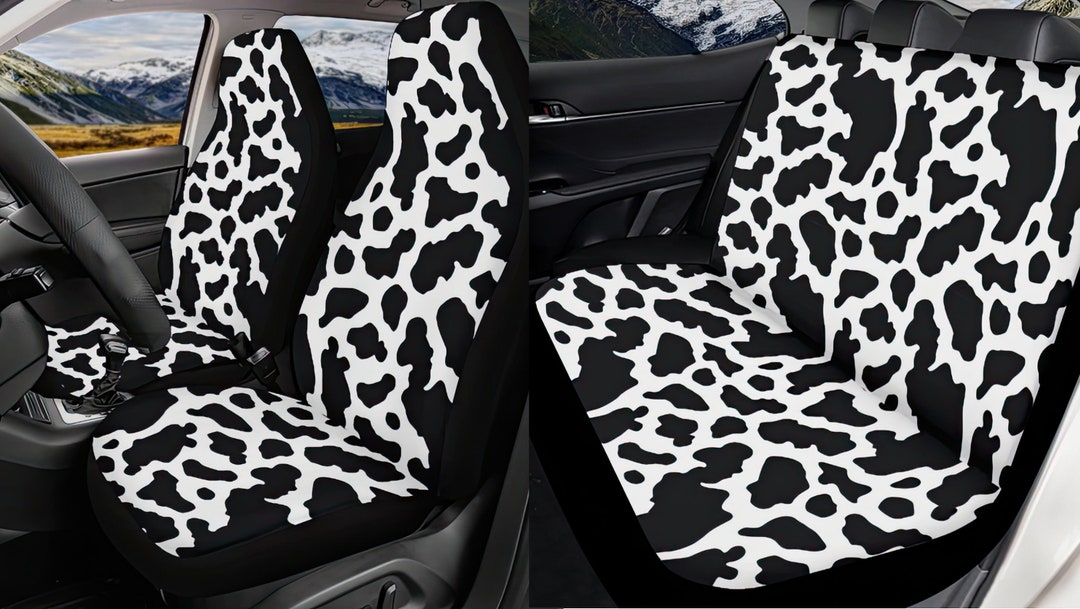 Cow Print Car Seat Covers Full Set, Funny Animal Front and Rear Car ...