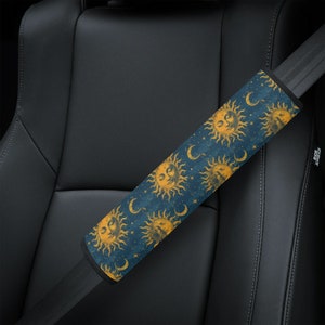 Celestial Sun Moon Stars Car Seat Belt Cover, Retro Boho Seat Belt ...
