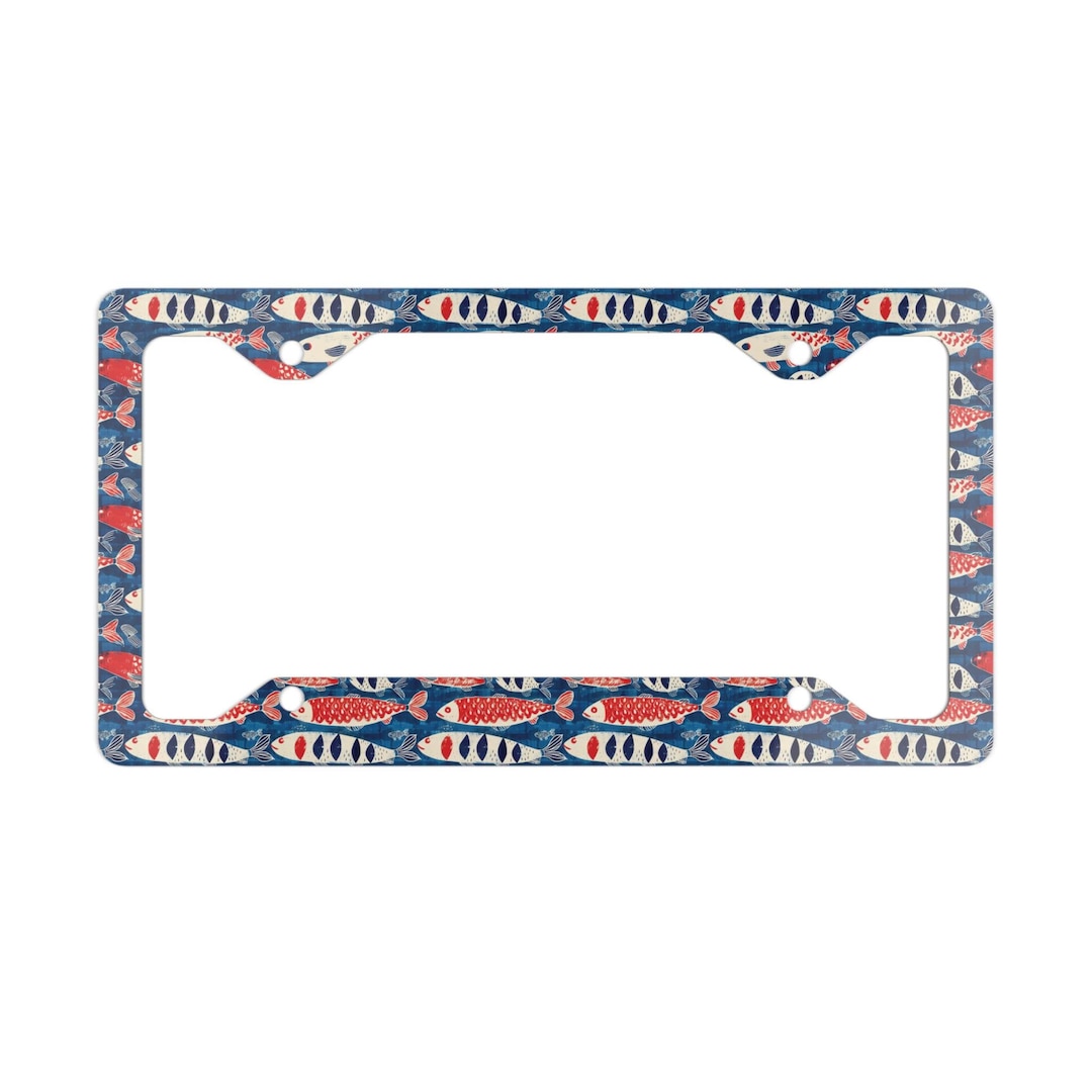 Retro Fish Nautical Car Metal License Plate Frame, Fisherman Aesthetic ...