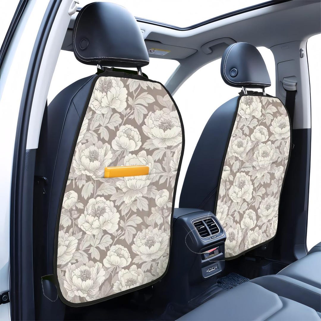 Boho Floral Set of 2pcs Kick Mat for Back of Carseat, Seat Protection ...