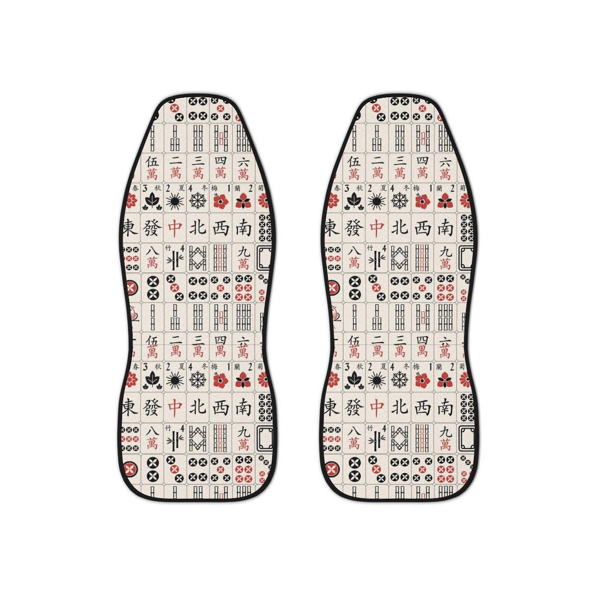 Chinese Mahjong Set of Two Front Car Seat Covers, Funny Car Seat Cover ...