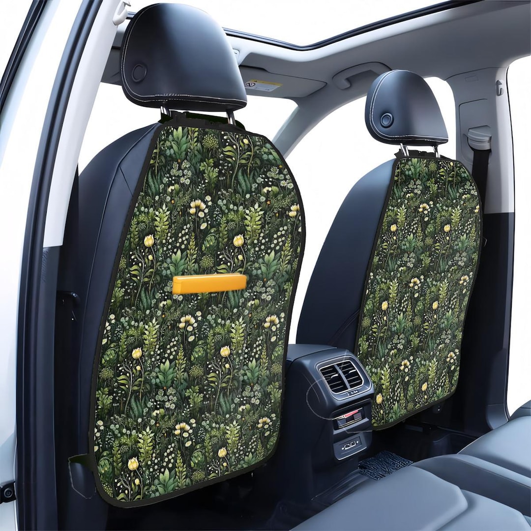 Green Forest Set of 2pcs Kick Mat for Back of Carseat, Floral Seat ...