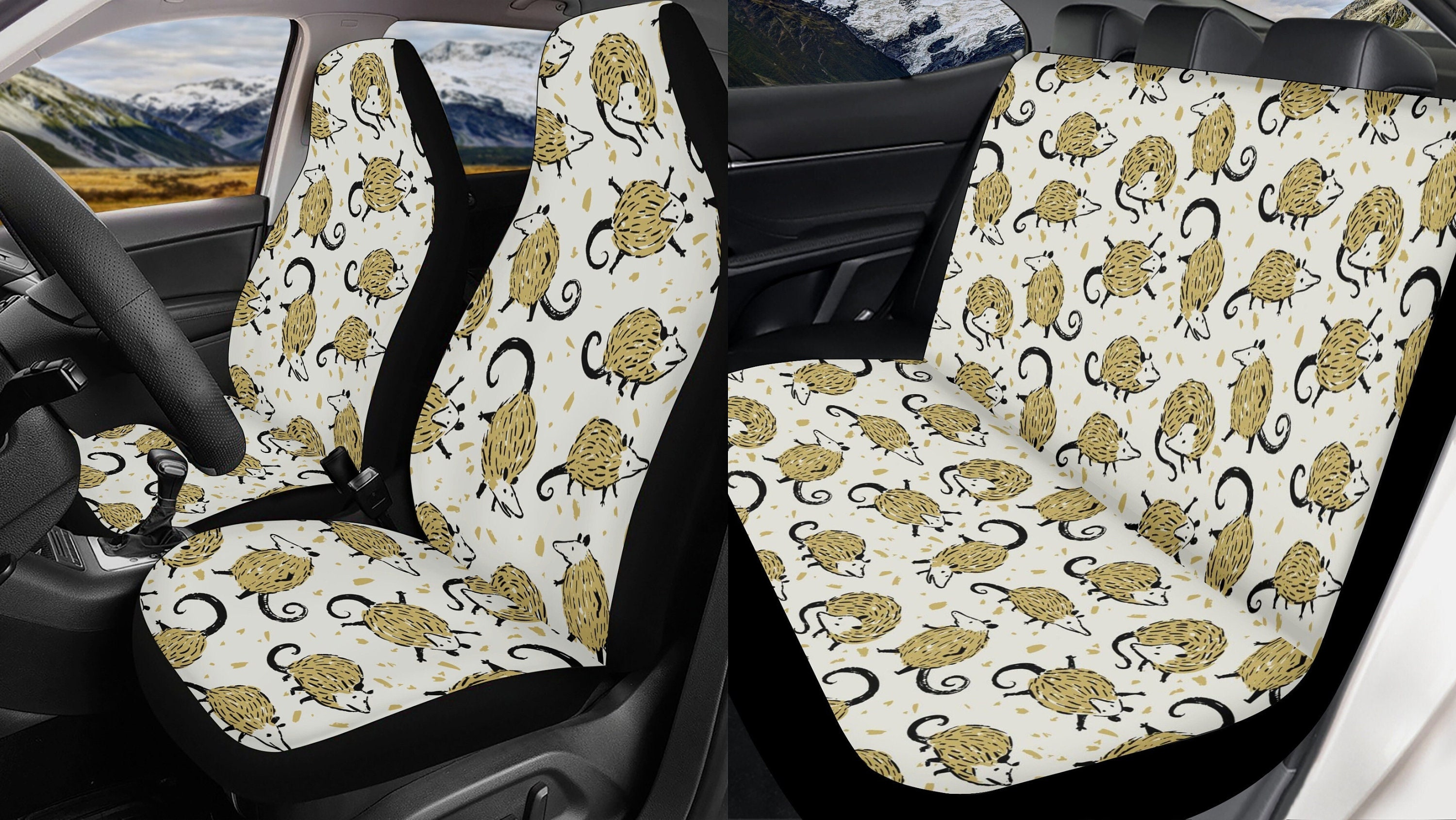 Opossum Car Seat Covers Full Set, Cute Possums Animal Seat Covers for ...