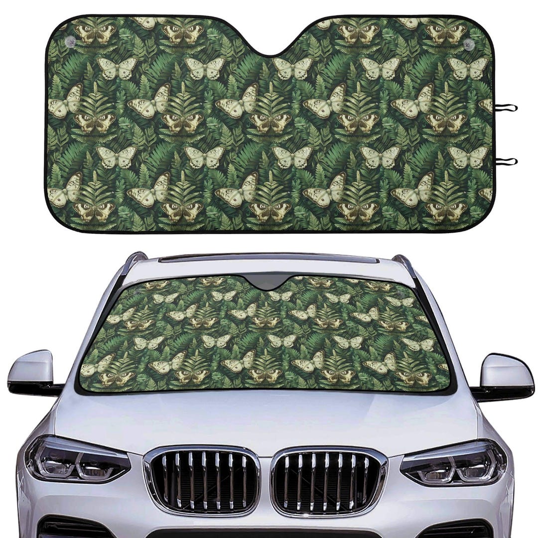 Dark Fern Moth Forest Car Auto Sun Shade, Witchy Boho Windshield ...