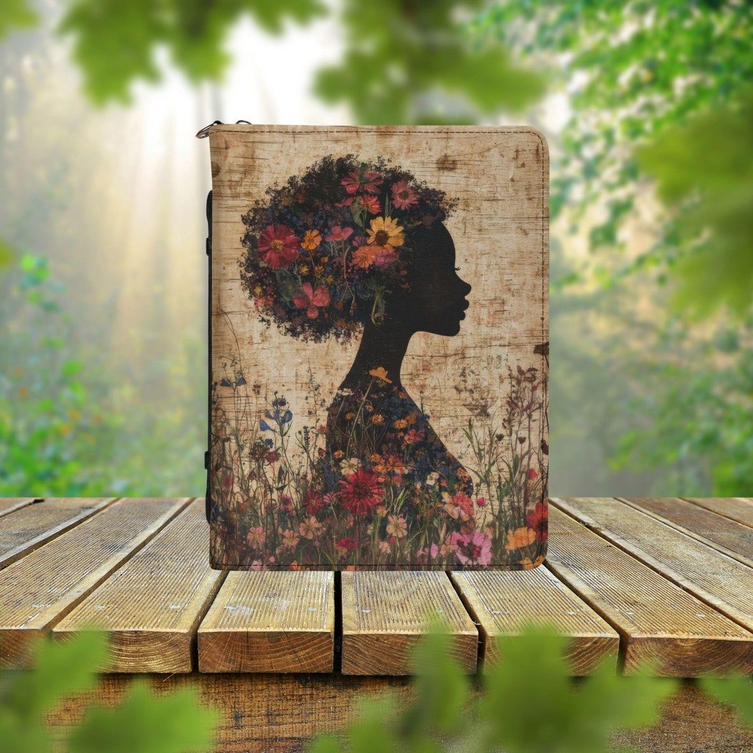 Juneteenth Woman PU Leather Bible Book Cover With Zipper, African ...