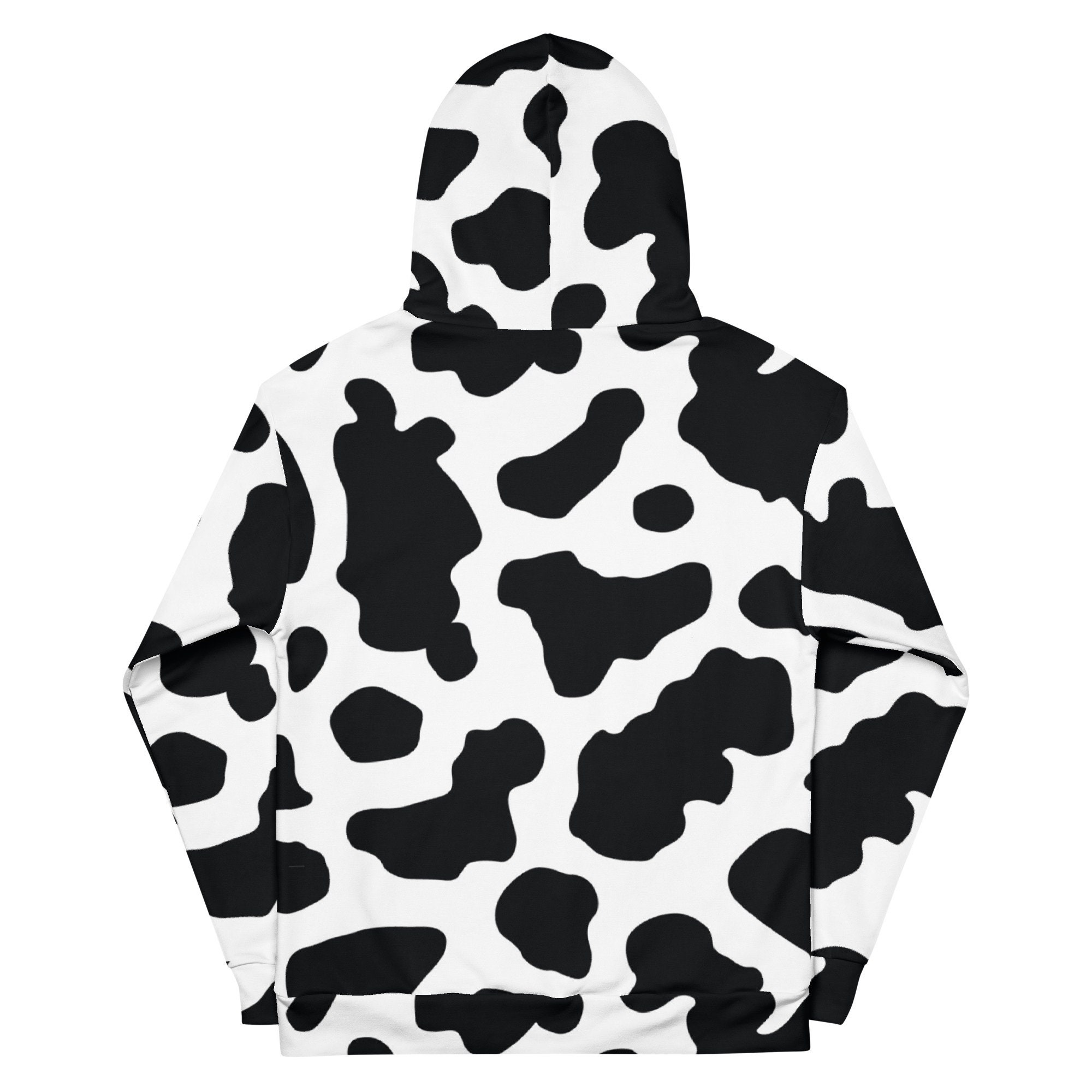 Cow Print Black and White All Over Print Unisex Hoodie, Fun Cow Stripes ...