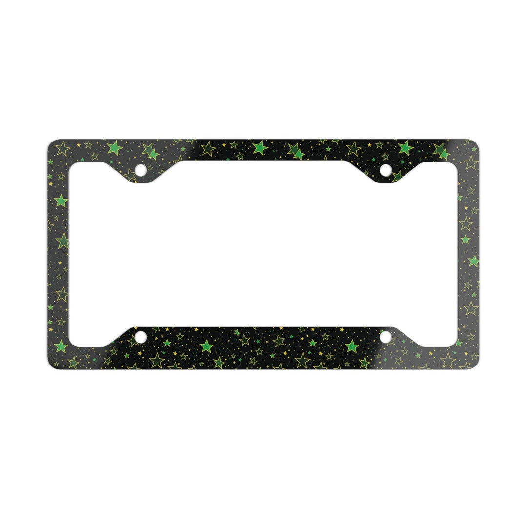 Green Stars Car Metal License Plate Frame, Y2K Retro Star Space Galaxy ...