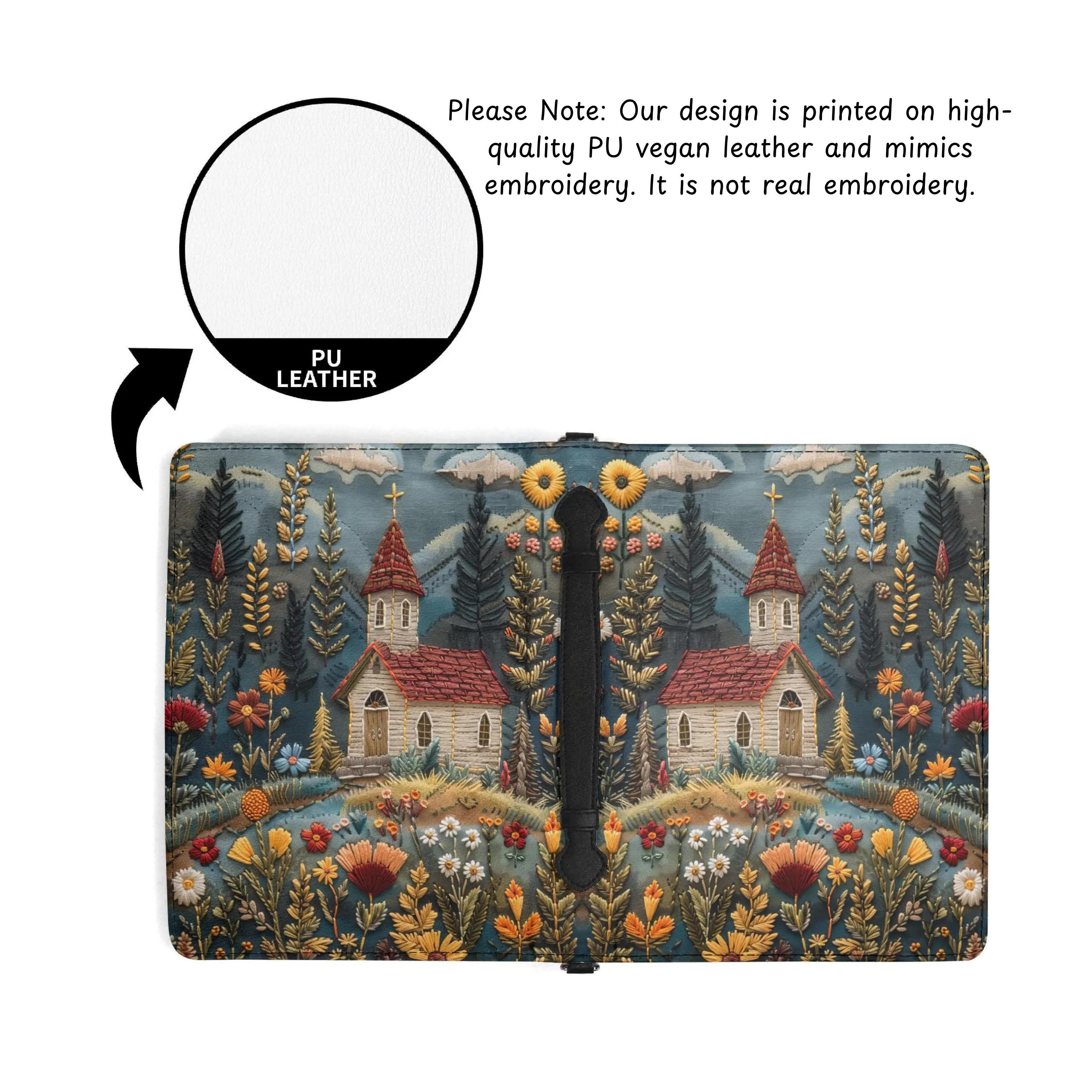 Church Cottagecore PU Vegan Leather Bible Cover, Wildflowers Floral ...