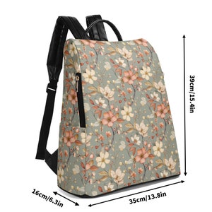 Cottagecore Floral PU Vegan Leather Anti Theft Backpack, Safe Backpack ...