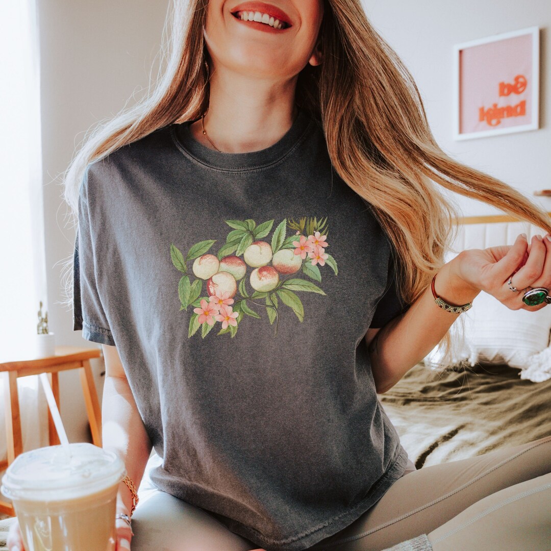 Retro Peach Comfort Colors Boxy Crop Tee, Peaches Watercolor Shirt ...