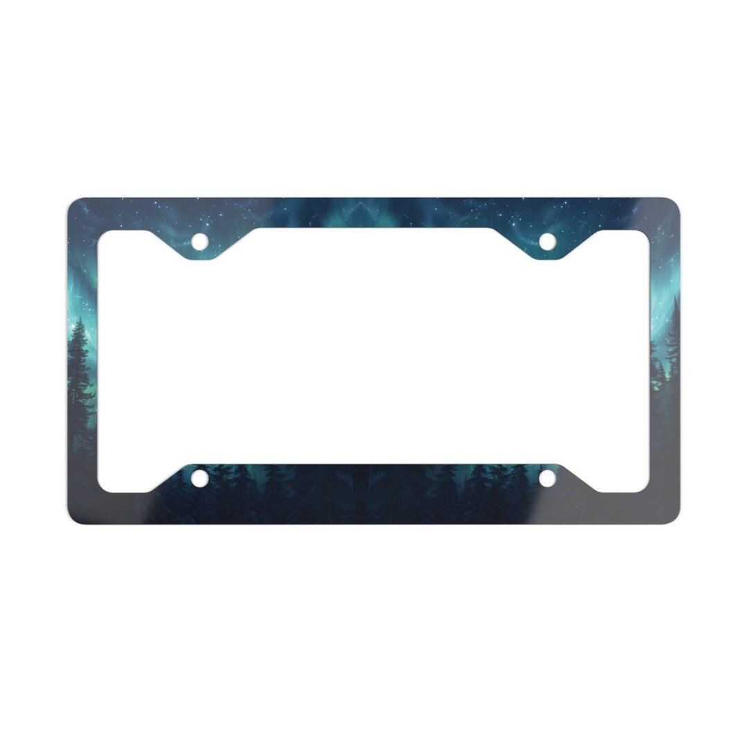 Northern Lights Forest Car Metal License Plate Frame, Aurora Borealis ...