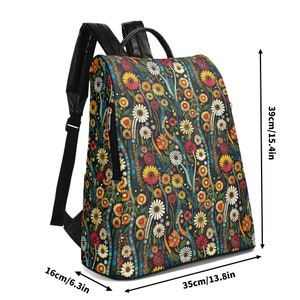 Cottagecore Flower PU Vegan Leather Anti Theft Backpack, Safe Backpack ...