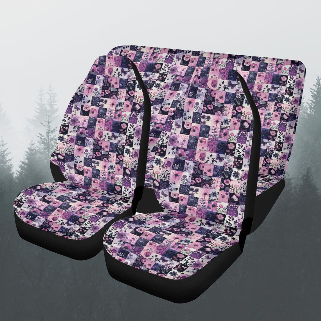 Pastel Goth Floral Car Seat Covers Full Set, Gothic Flower Front and ...