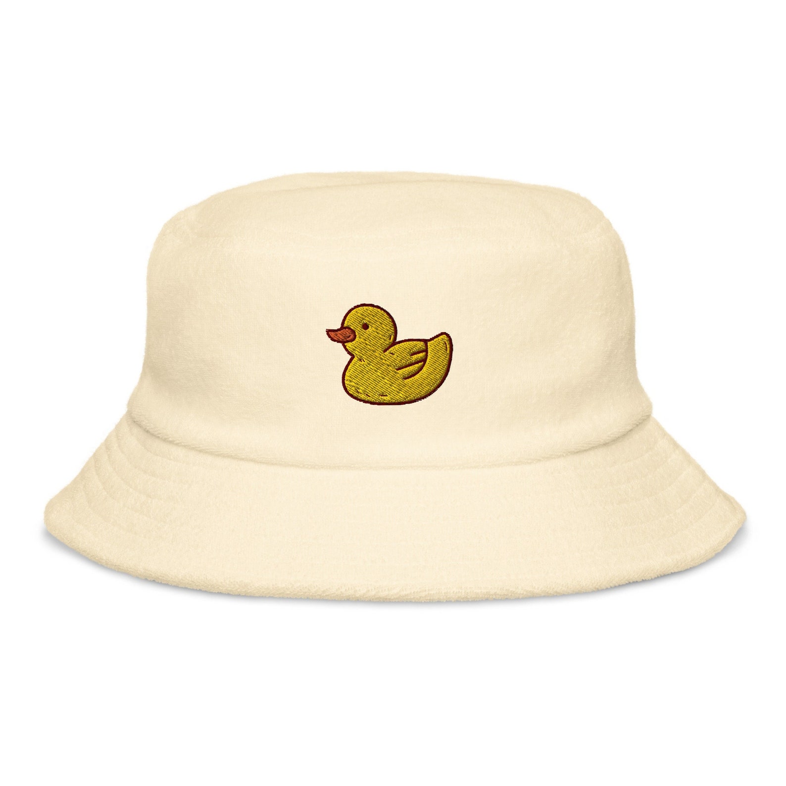 Yellow Duck Embroidered Terry Cloth Bucket Hat Toy Rubber - Etsy