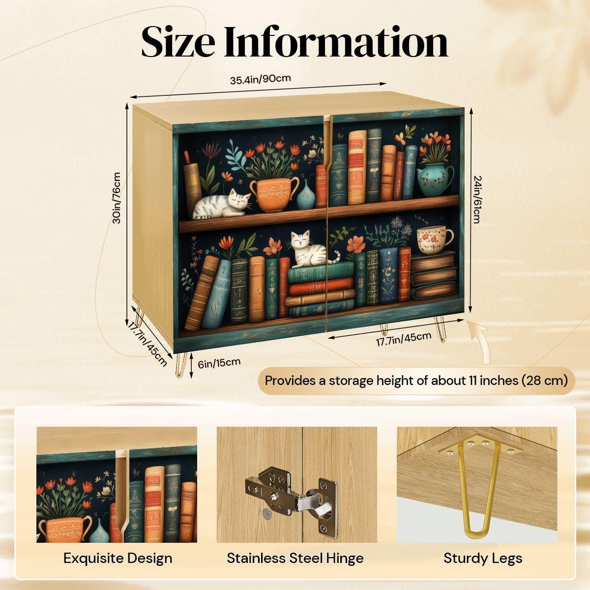 Whimsical Bookshelf Storage Cabinet, Cute Wooden Cabinet With Doors ...