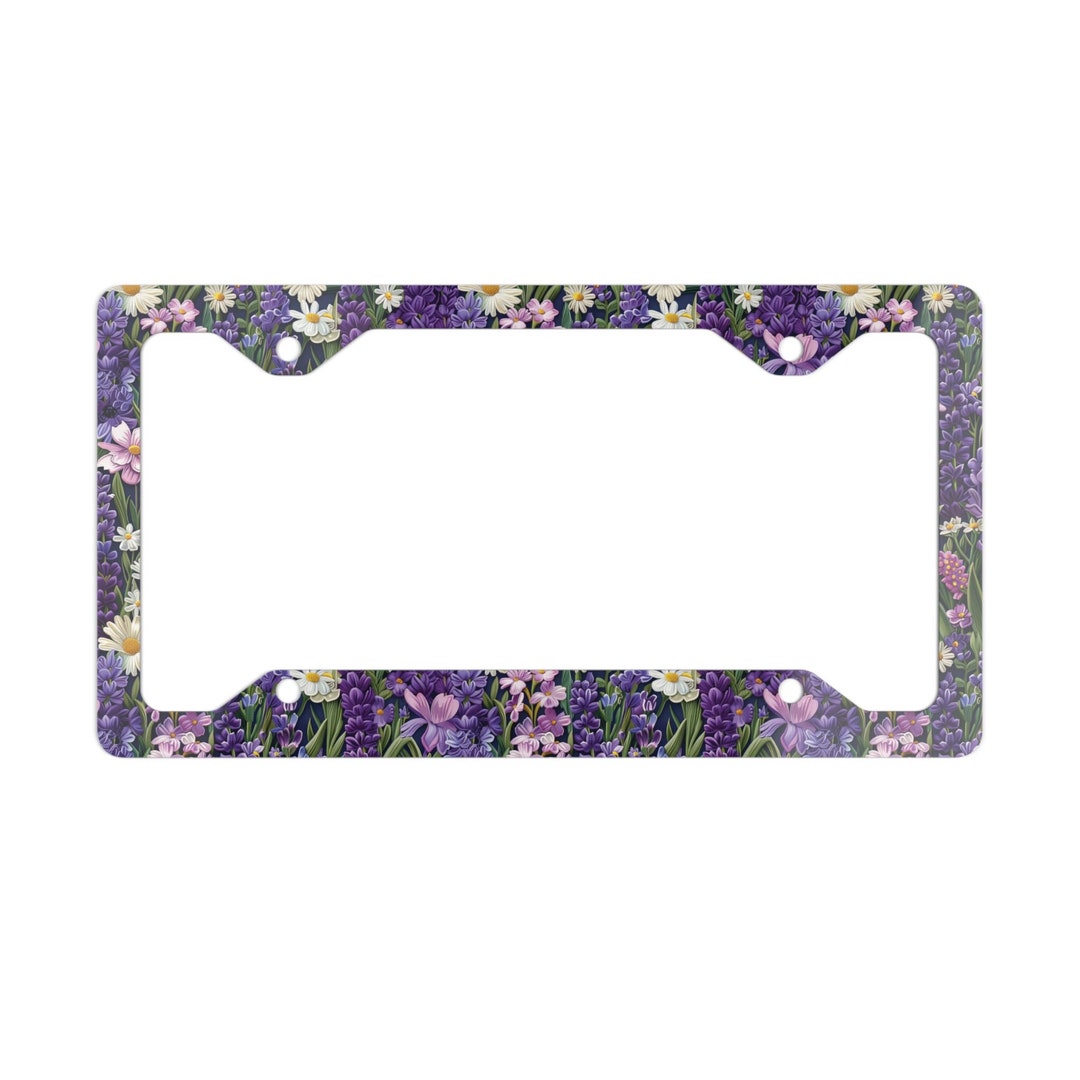 Cottagecore Lavender and Wildflowers Car Metal License Plate Frame ...