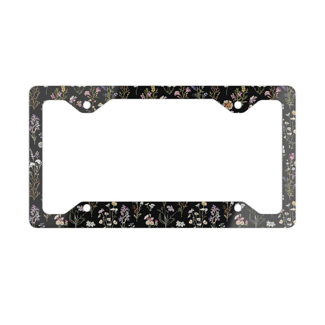 Cottagecore Flowers Car Metal License Plate Frame, Aesthetic Botanical ...