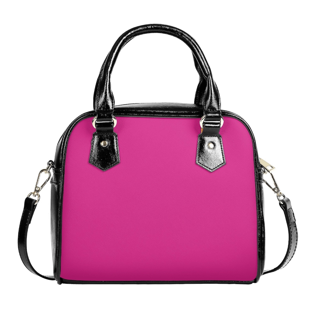 Bright Pink PU Vegan Leather Shoulder Handbag, Cute Aesthetic Vibrant ...