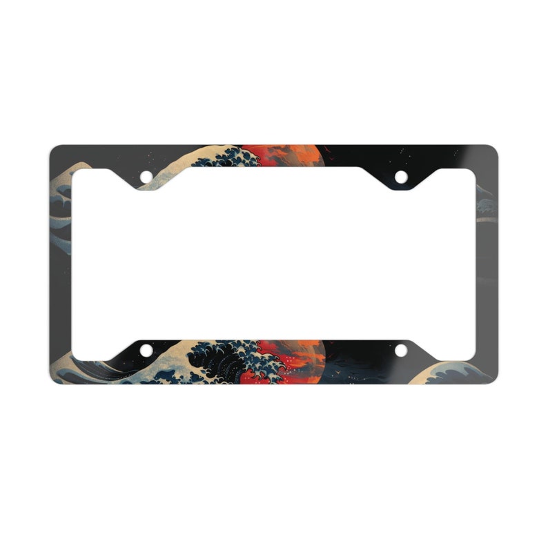 Kanagawa Wave Car Metal License Plate Frame, Retro Japanese Inspired ...