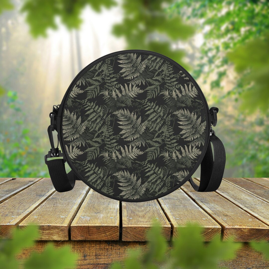 Witchy Fern Forest Round Satchel Bag, Cottagecore Botanical Leaf ...