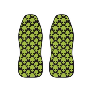 Green Aliens Set of Two Front Car Seat Covers, UFO Space Mystery ...