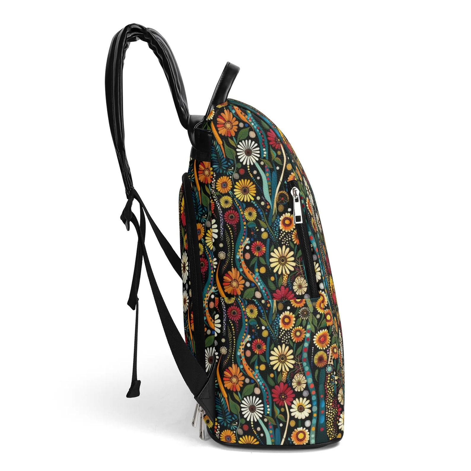 Cottagecore Flower PU Vegan Leather Anti Theft Backpack, Safe Backpack ...