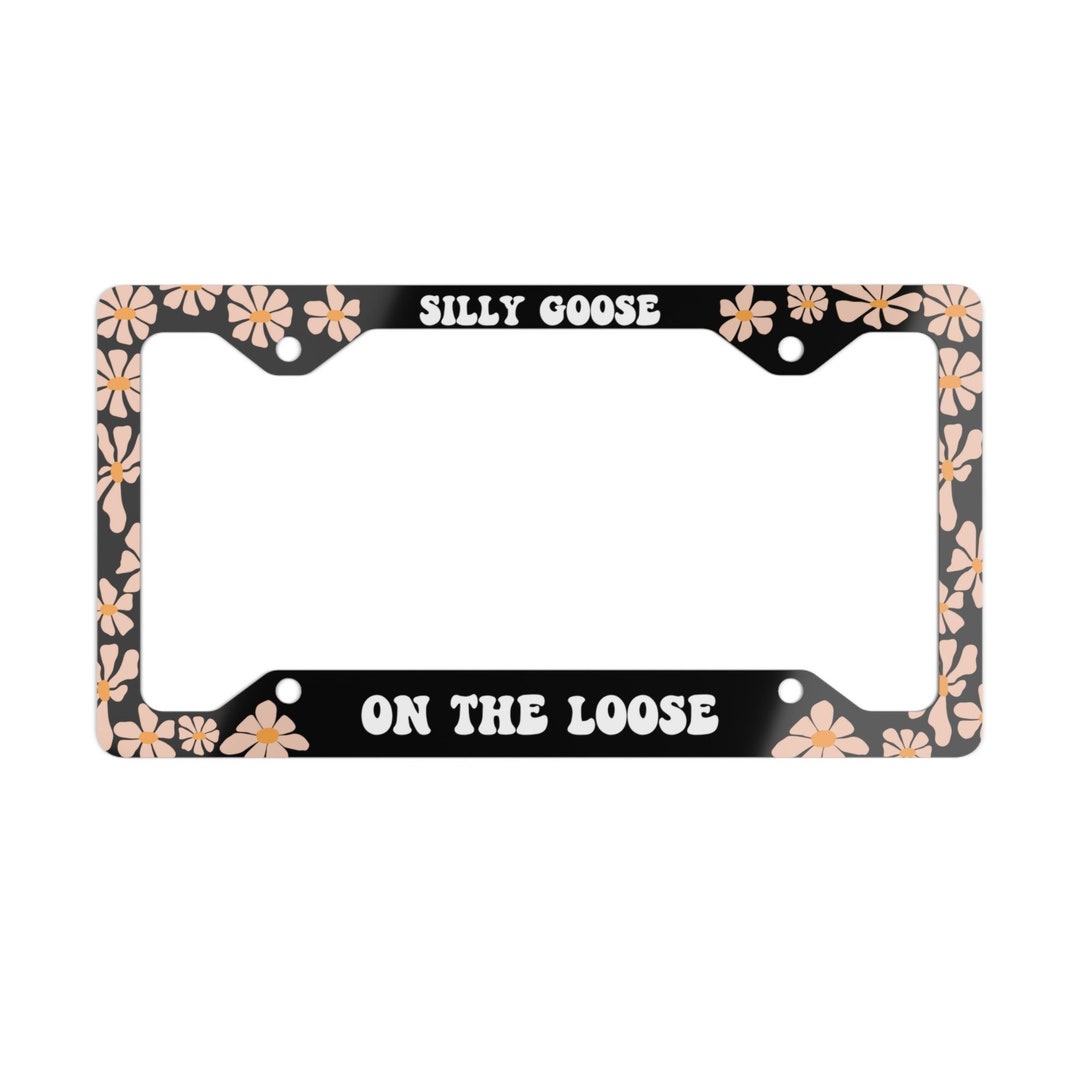 Funny Car Metal License Plate Frame, Silly Goose License Plate Holder ...