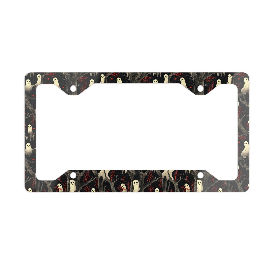 Spooky Halloween Car Metal License Plate Frame, Ghost Tree License ...